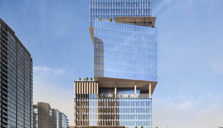 The Stack office tower, viewed from Melville street, rises 36-storeys ...